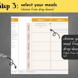 Weekly Meal Planner Google Sheets: Recipe Cards & Shopping List ...