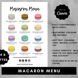 Macaron Business Template Bundle: Menu, Care Guide, Thank You Card ...