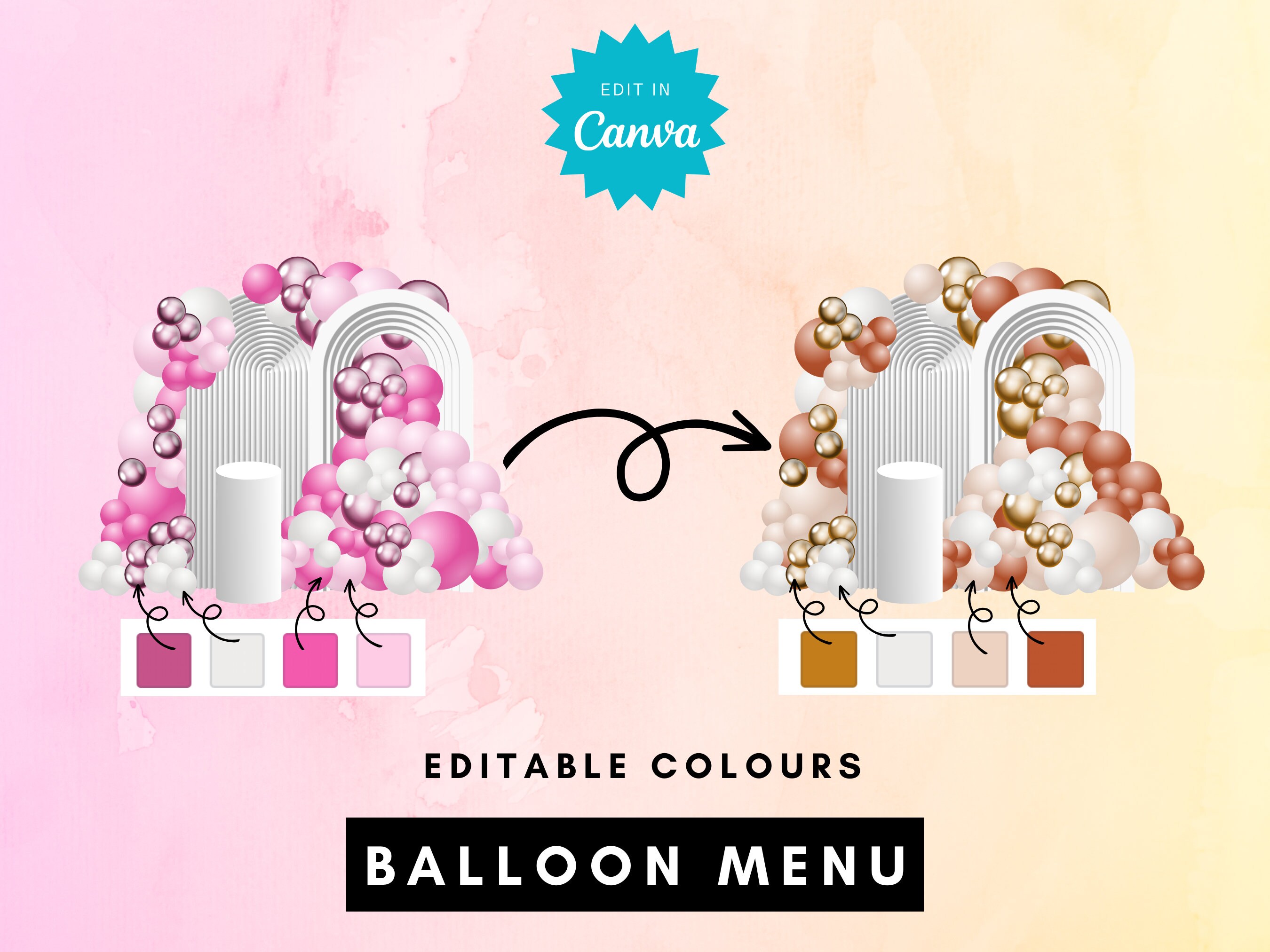 Editable Balloon Menu Template: Balloon Garland Price Guide (digital ...