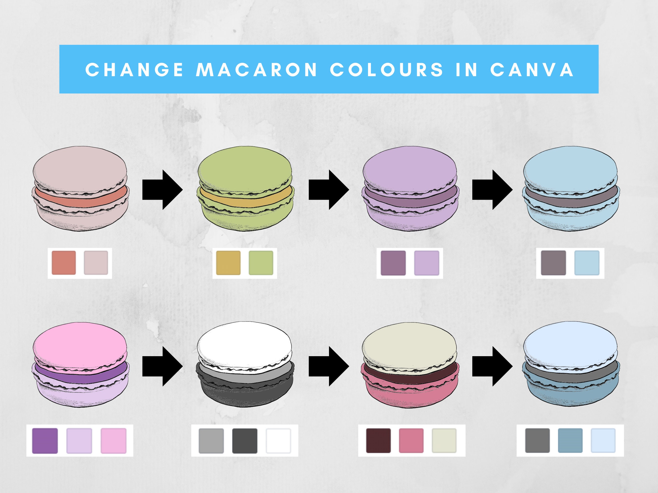 Macaron Menu Template, Colorful Macarons Care Card, Thank You Card ...