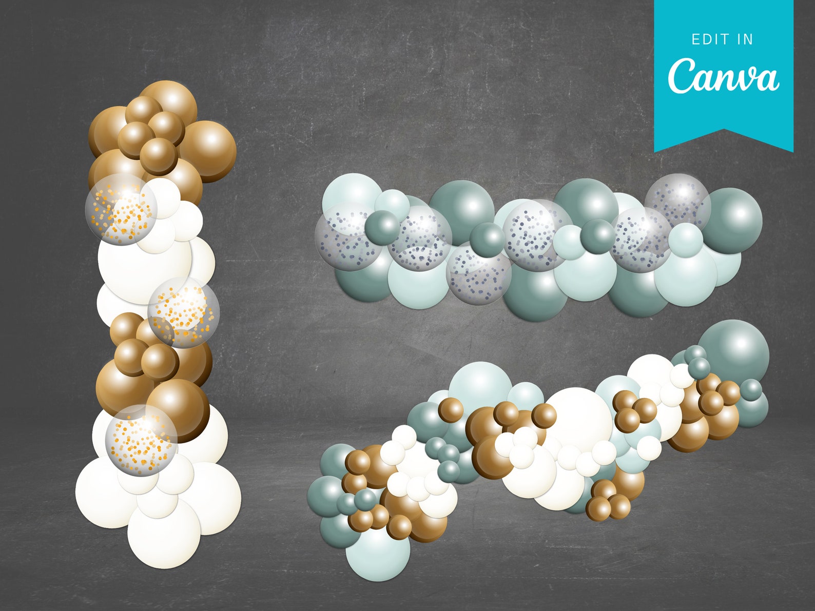 Digital Editable Balloon Garland Bundle Template for Decor - Etsy Australia