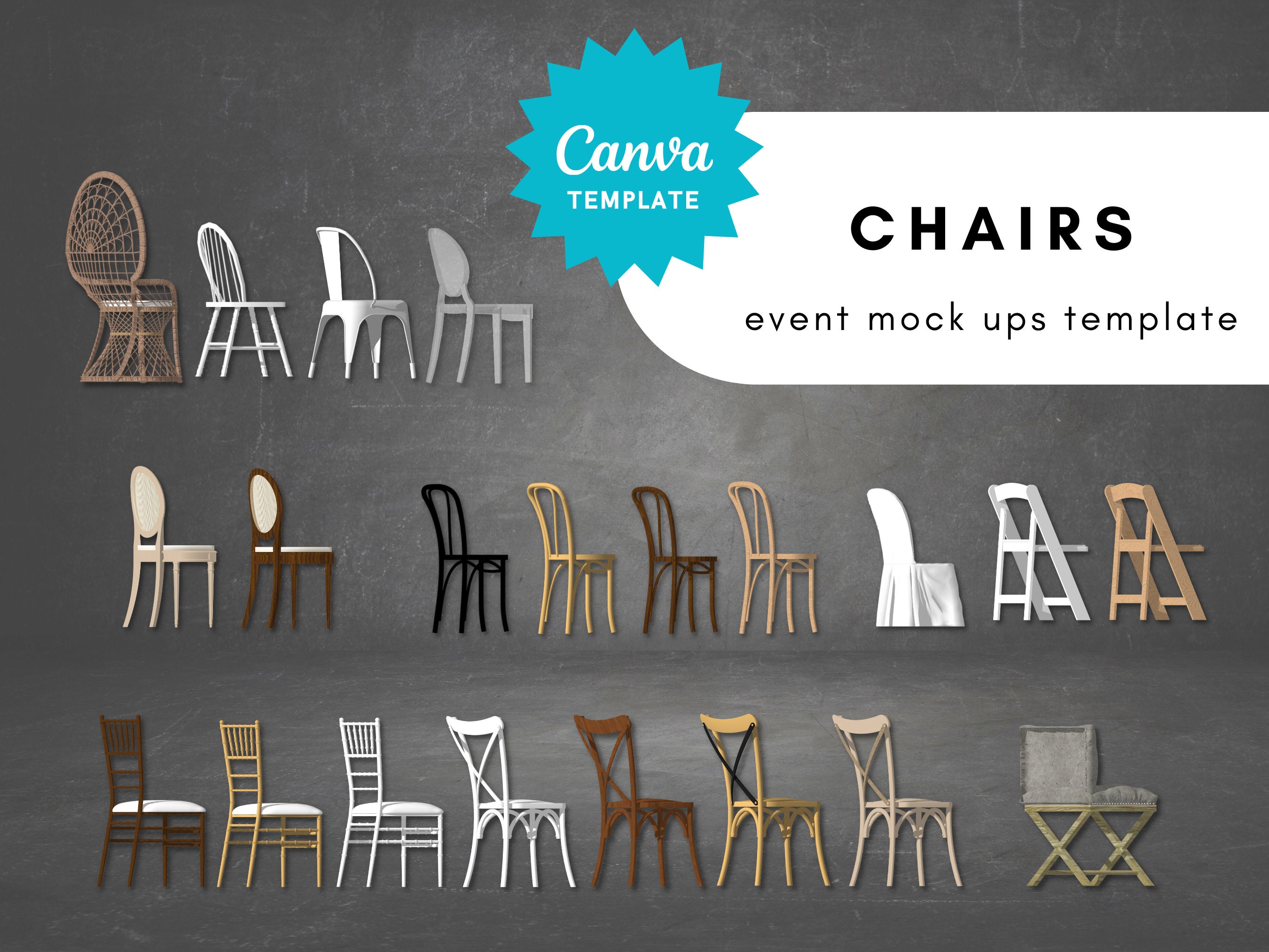 Event Chairs Mockup Bundle: Canva Template (digital Download) - Etsy