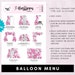 Pink Balloon Menu Template: Editable Pricing Guide (canva) - Etsy