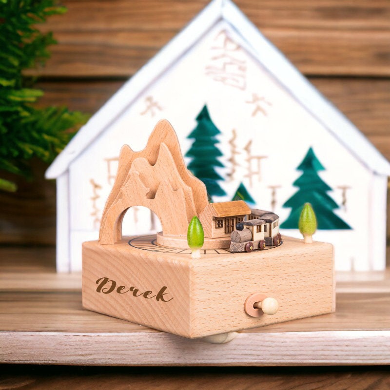 Personalized Engraved Wooden Music Box, Handmade Carousel Music Box ...
