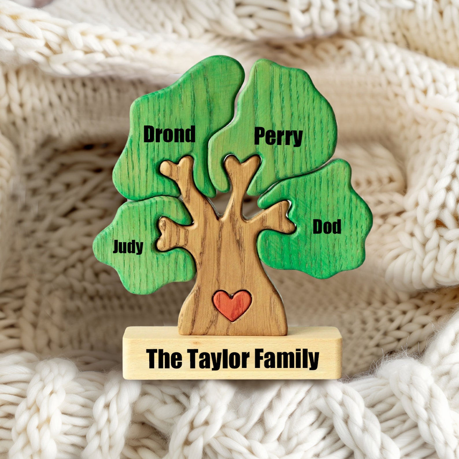 Personalized Wooden Family Tree Puzzle, Personalized Family Name Puzzle ...