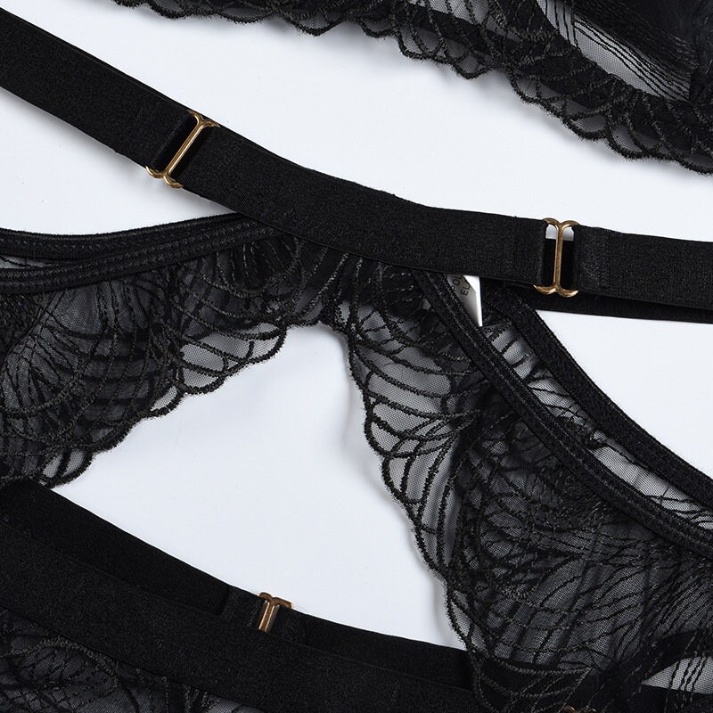 Floral Embroidered Transparent Lingerie Set Sheer Mesh - Etsy