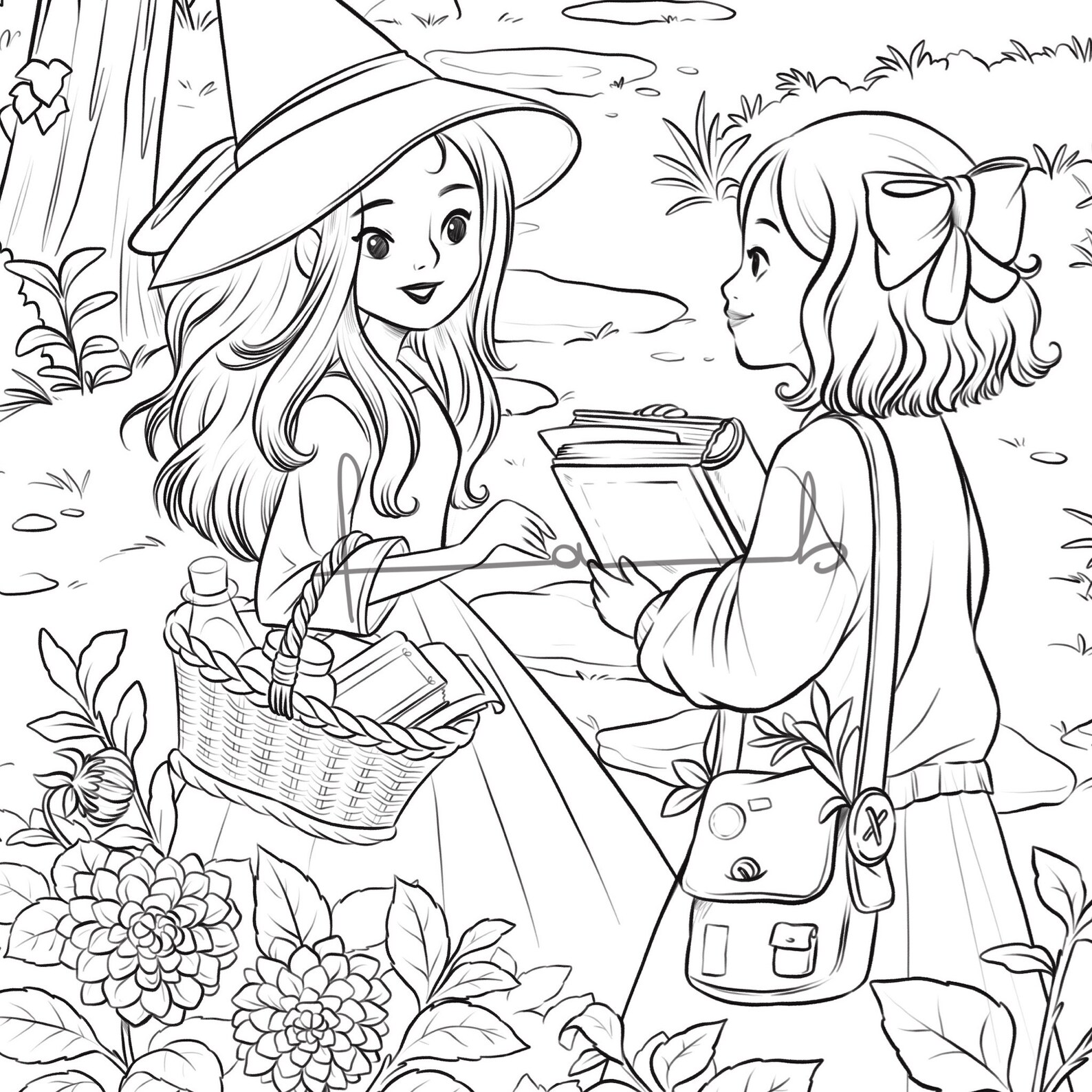 Witch in the Forest PRINTABLE COLORING PAGE - Etsy