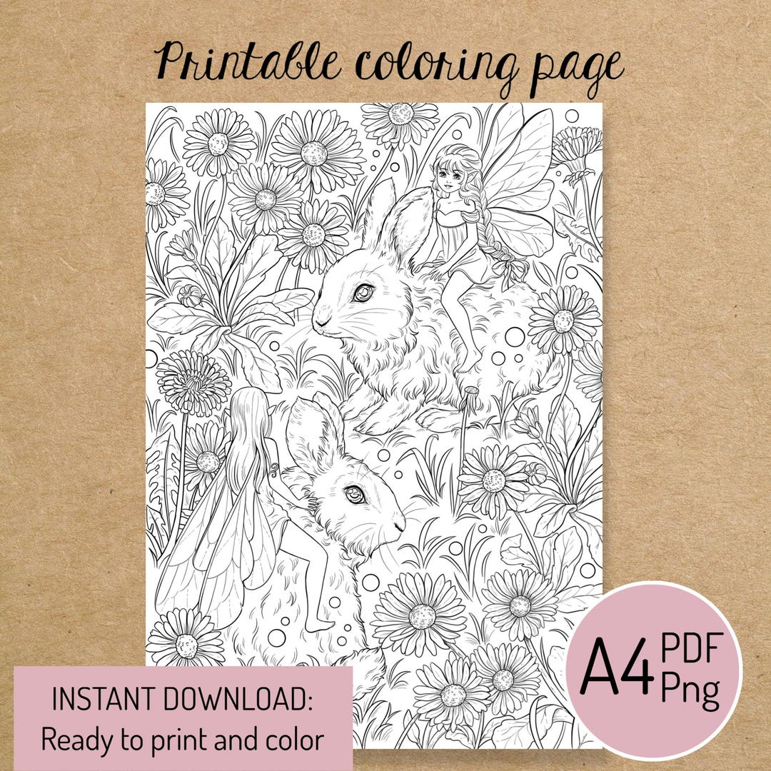 PRINTABLE COLORING PAGE "spring Fairy" - Digital Instant Download ...
