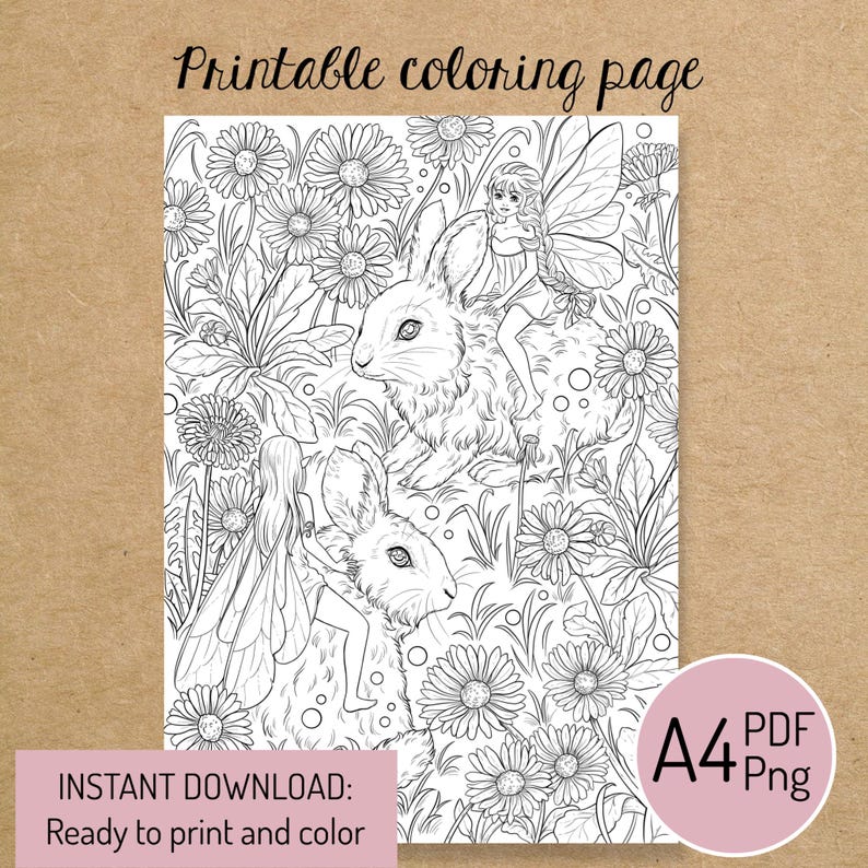 PRINTABLE COLORING PAGE "spring Fairy" - Digital Instant Download ...
