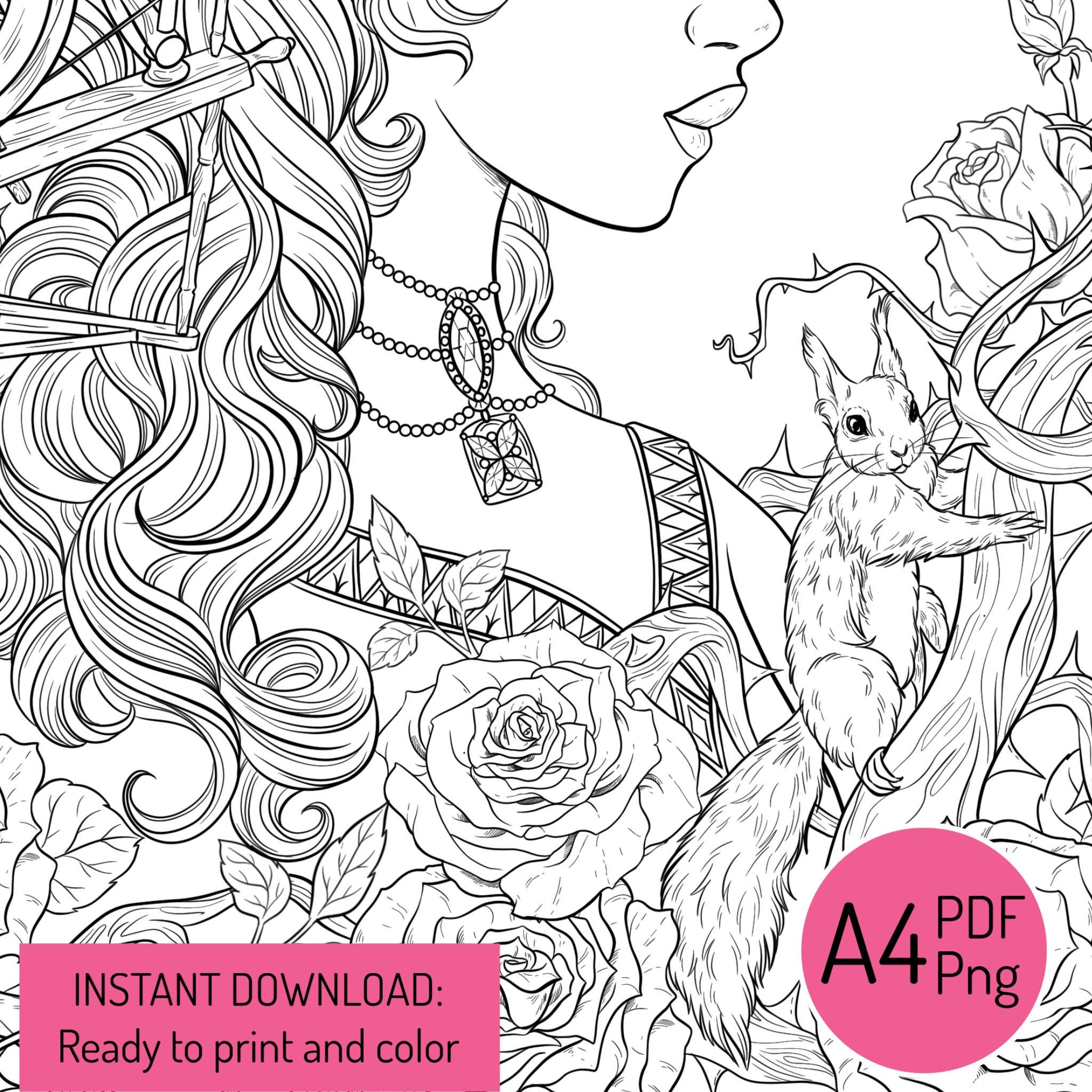 PRINTABLE COLORING PAGE "sleeping Beauty" - Digital Instant Download ...
