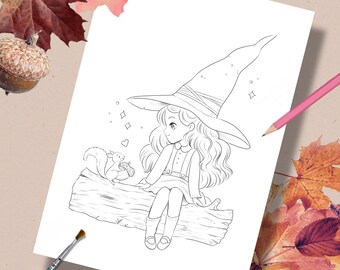 Witch in the Forest PRINTABLE COLORING PAGE - Etsy