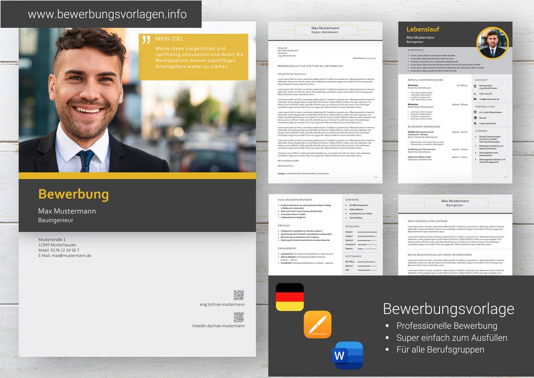 Application Template Easy to Fill Out Word Pages Ats-friendly German ...