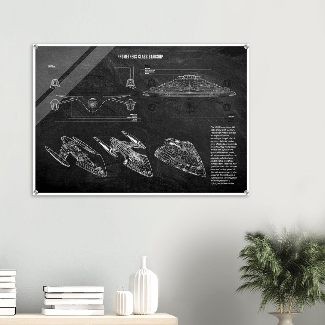 Star Trek USS Prometheus NX-59650 Acrylic Print – Starship Schematic - Etsy