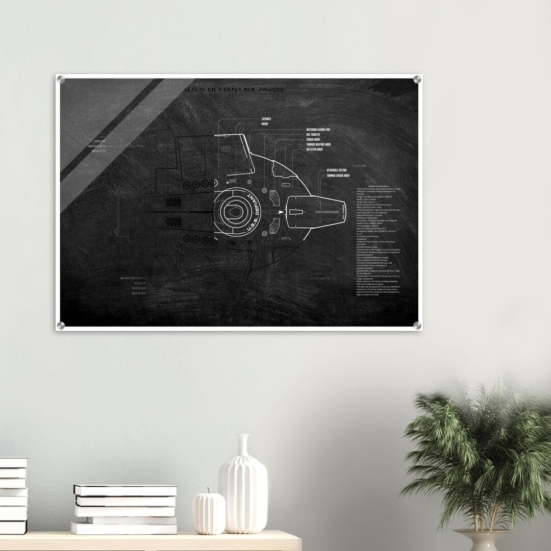 Star Trek USS Defiant Schematic Acrylic Print - Sci-fi Art Gift - Etsy UK