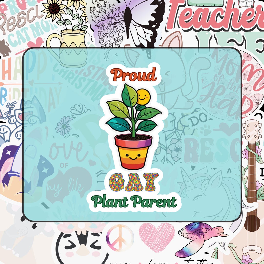 Proud Gay Plant Lover Sticker Decal, Rainbow, Gardening, Plants, LGBTQ ...
