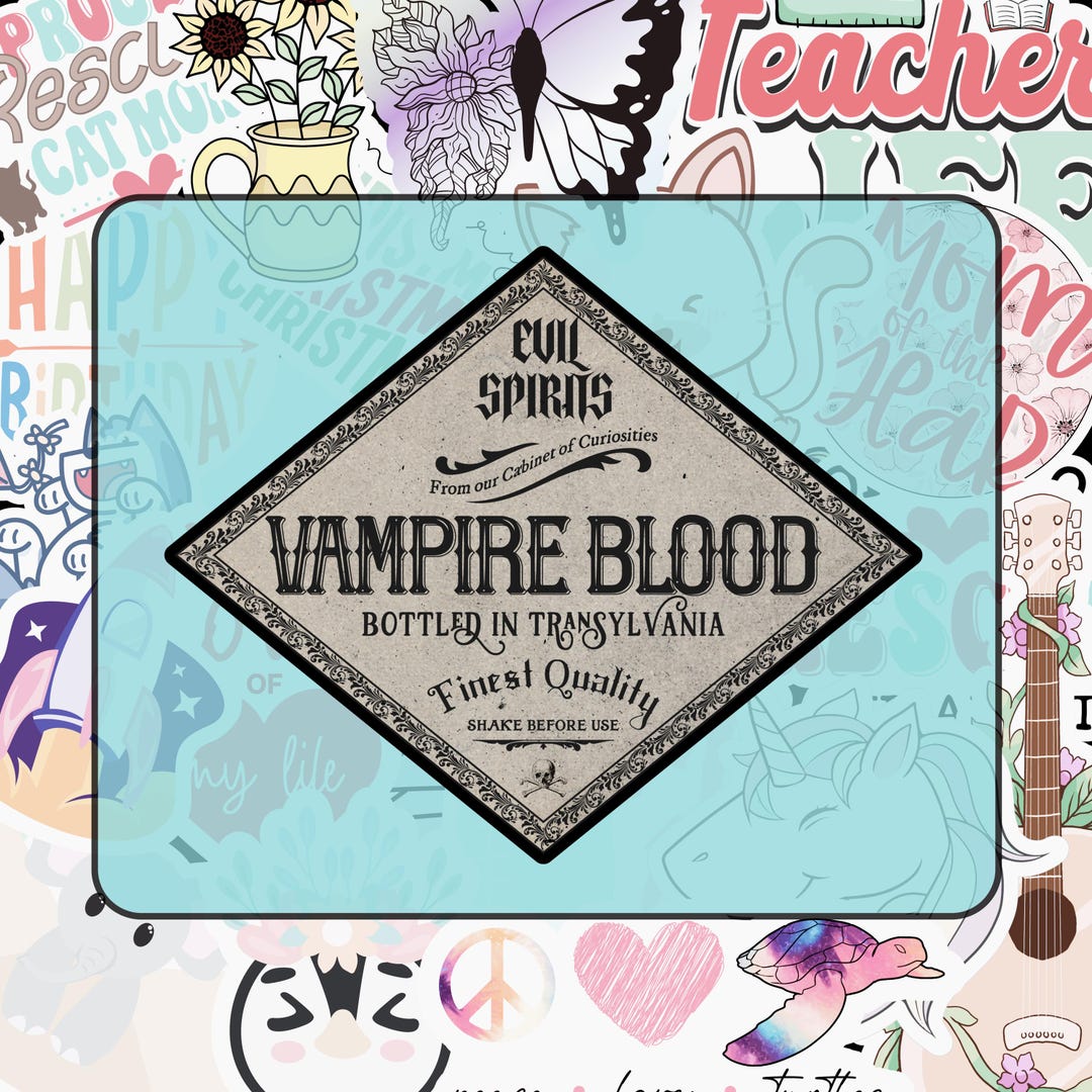 Halloween Potion Bottle Wine Label Sticker Decal, Vampire Blood Evil ...