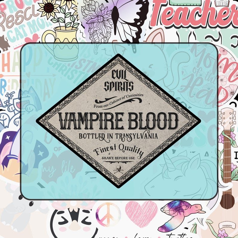 Halloween Potion Bottle Wine Label Sticker Decal, Vampire Blood Evil ...