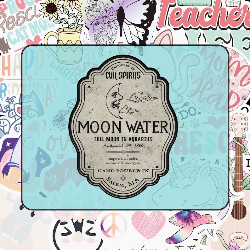 Halloween Potion Bottle Wine Label Sticker Decal, Moon Water Evil ...
