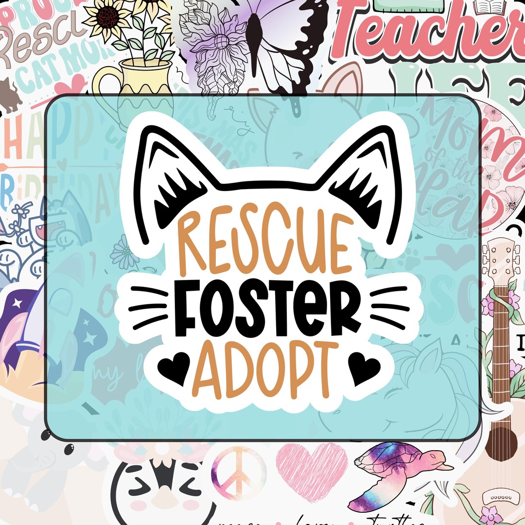 Cat Rescue Foster Adopt Sticker, Cat Advocate Decal, Pet Rescue Sticker ...