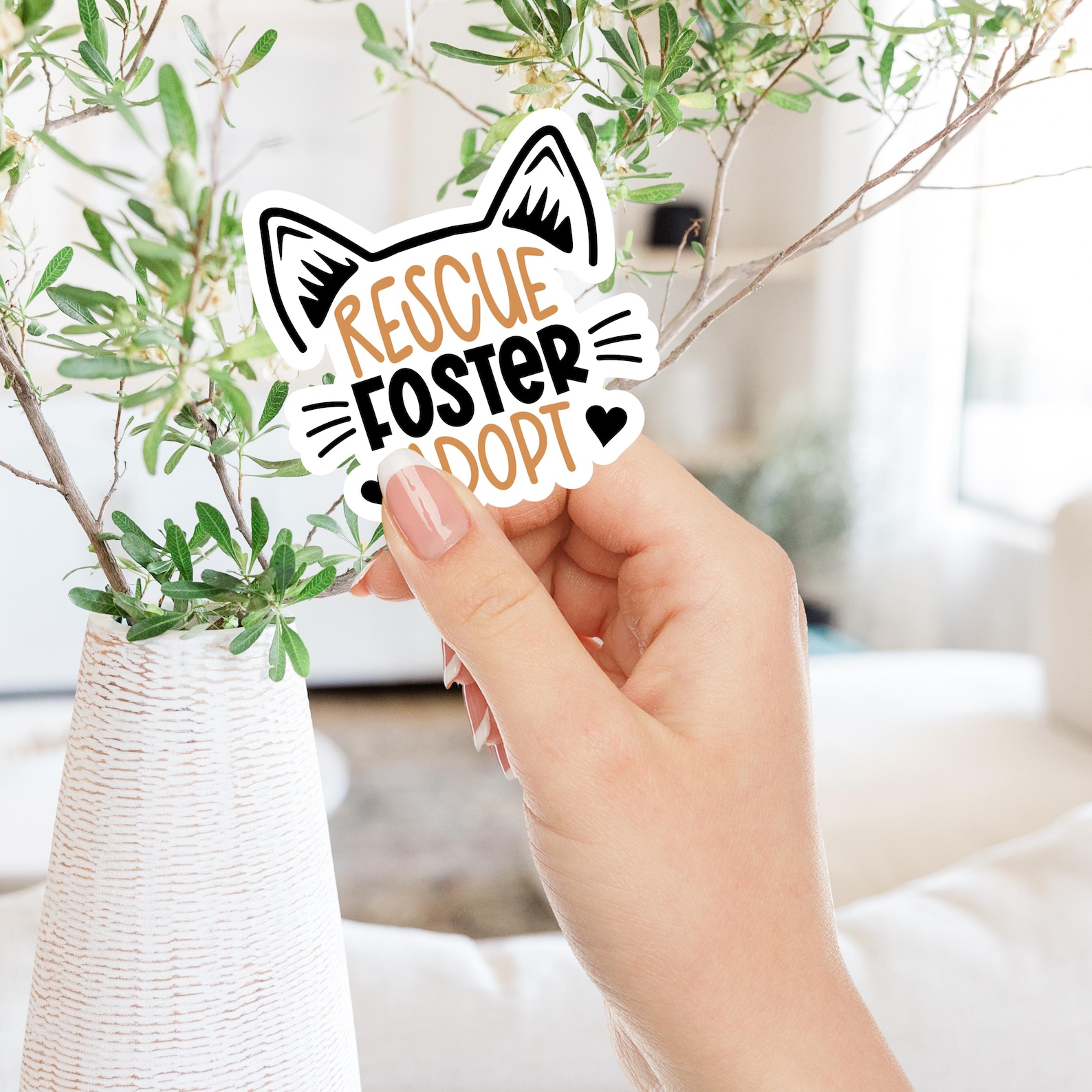 Cat Rescue Foster Adopt Sticker, Cat Advocate Decal, Pet Rescue Sticker ...