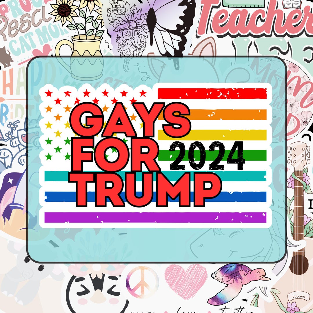 Rainbow American Flag Gays for Trump 2024 Vinyl Sticker - LGBTQ ...