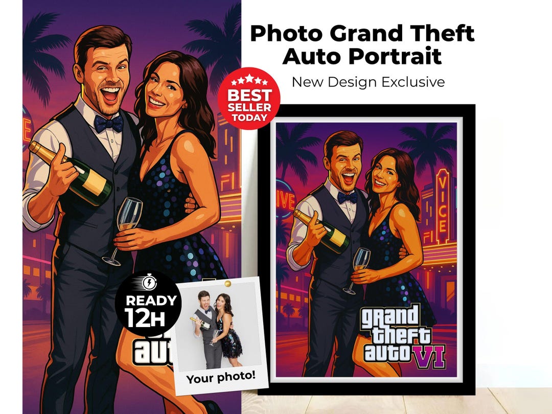 Grand Theft Auto Portrait, Personalized Game, Gta Portrait, Video Game ...