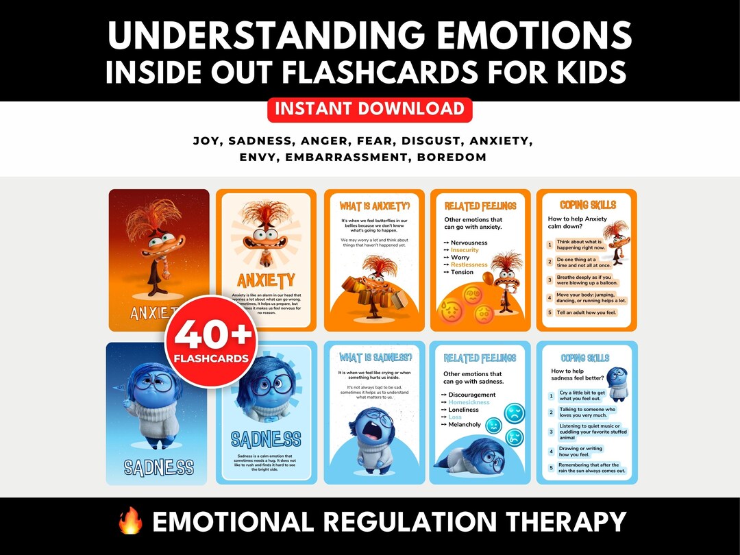Inside Out 2 Flashcards, Social-emotional Learning Printable ,inside ...