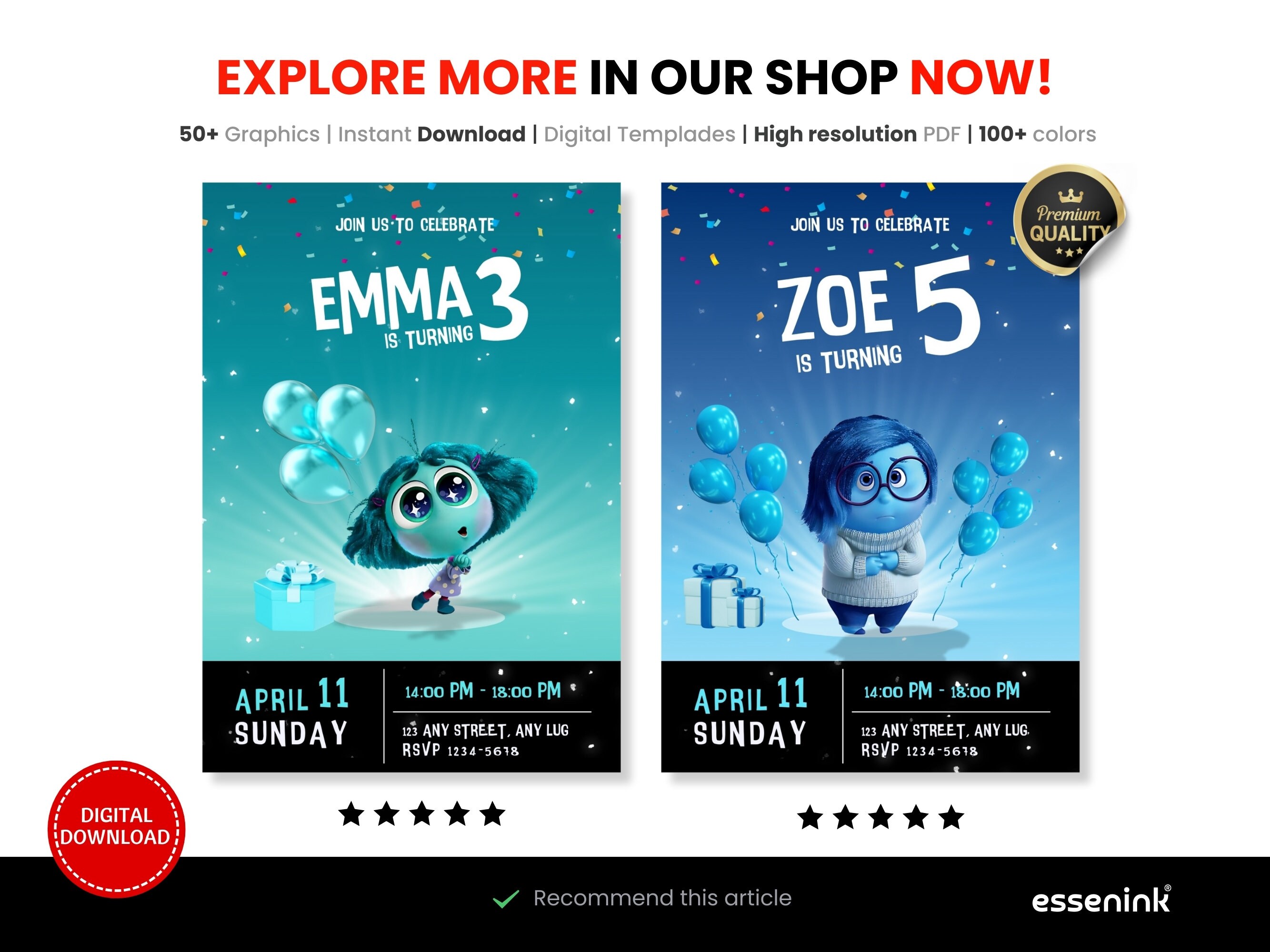 Editable Inside Out 2 Invite,custom Inside Out Invite,inside Out Party ...