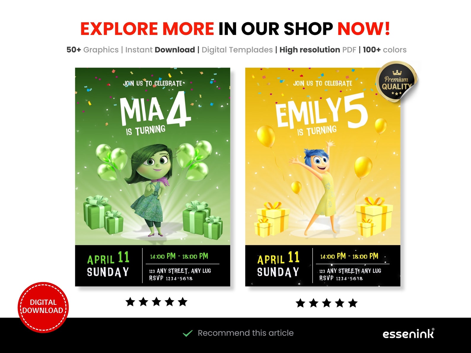 Editable Inside Out 2 Invite,custom Inside Out Invite,inside Out Party ...