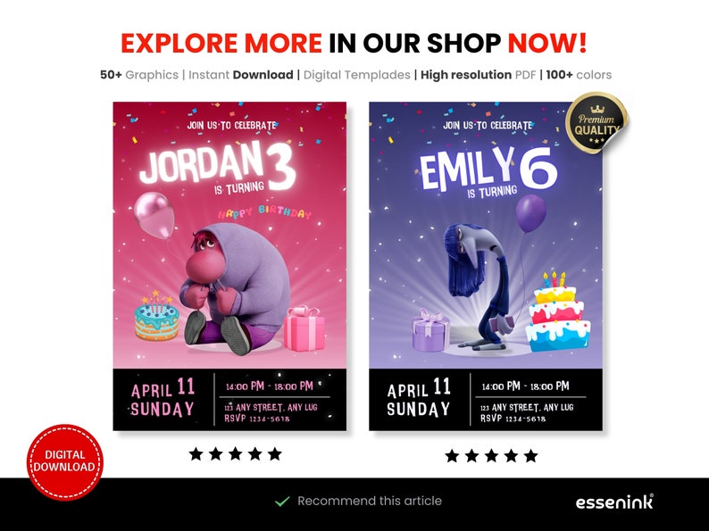 Editable Inside Out 2 Invite,custom Inside Out Invite,inside Out Party ...