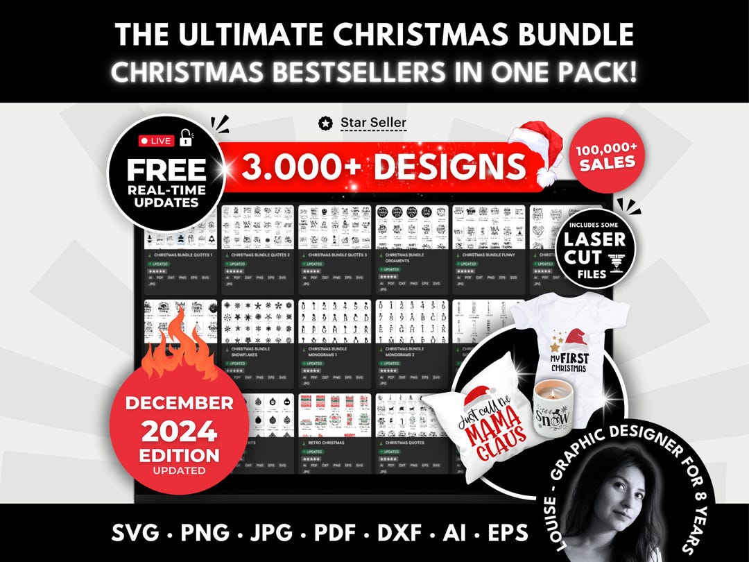 ULTIMATE CHRISTMAS BUNDLE, 3000 Designs, Christmas Clipart, Christmas ...