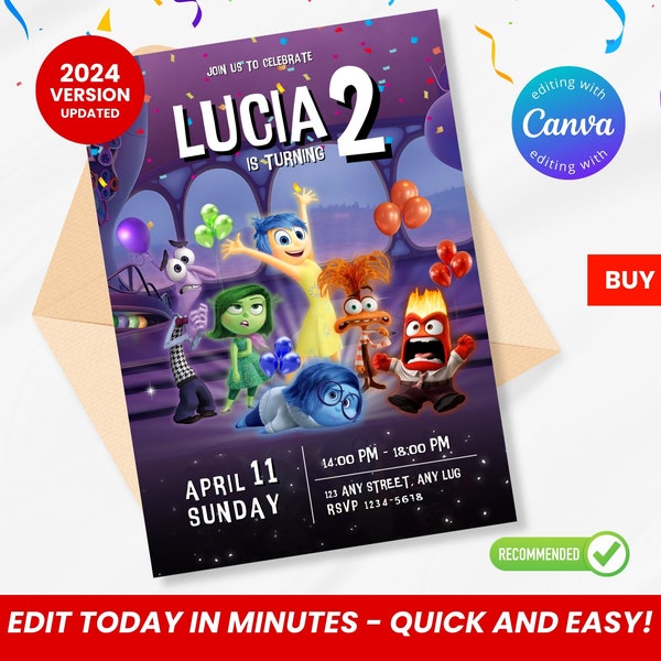 Insideout Birthday Invitation - Etsy