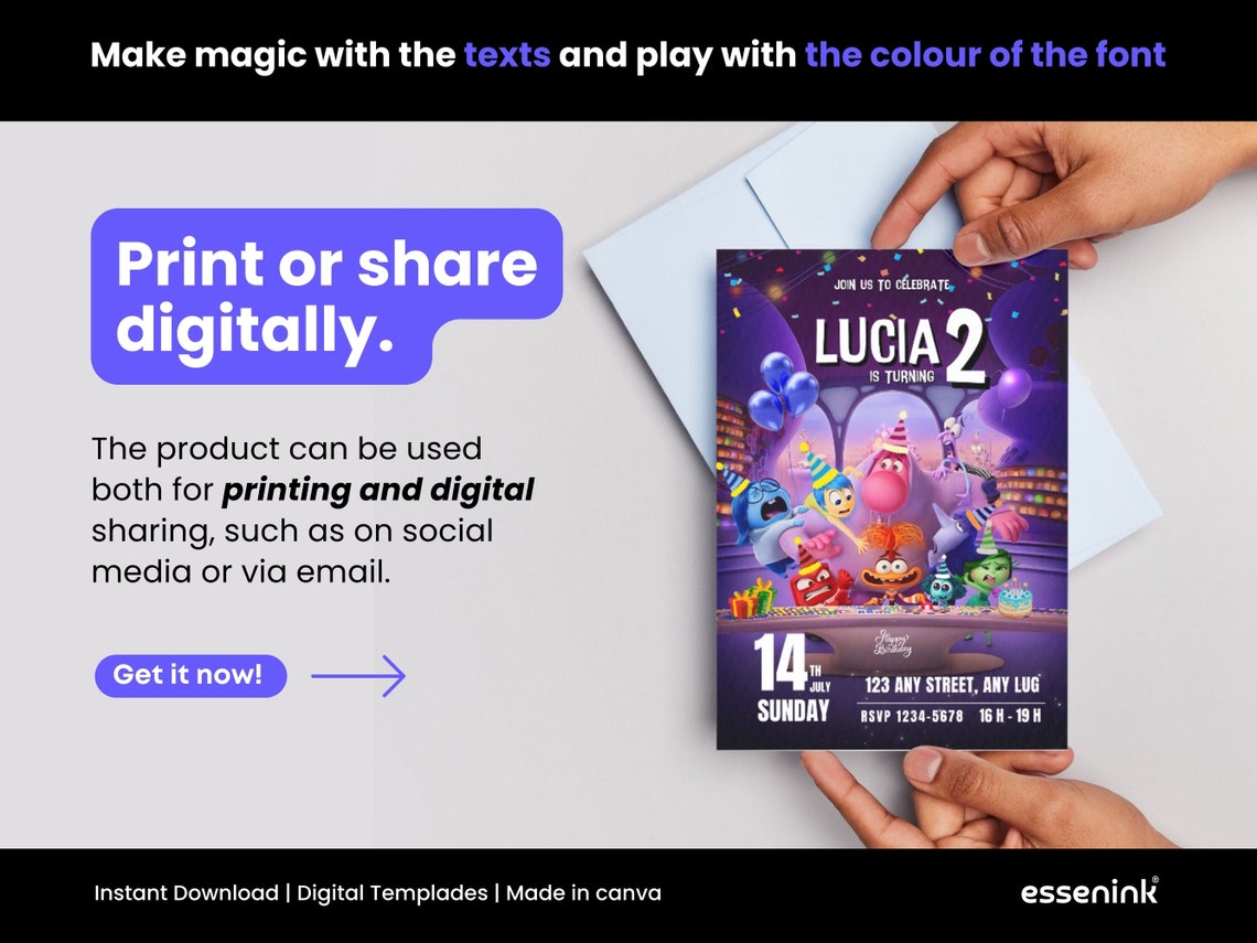 Editable Inside Out 2 Invite,custom Inside Out Invite,inside Out Party ...