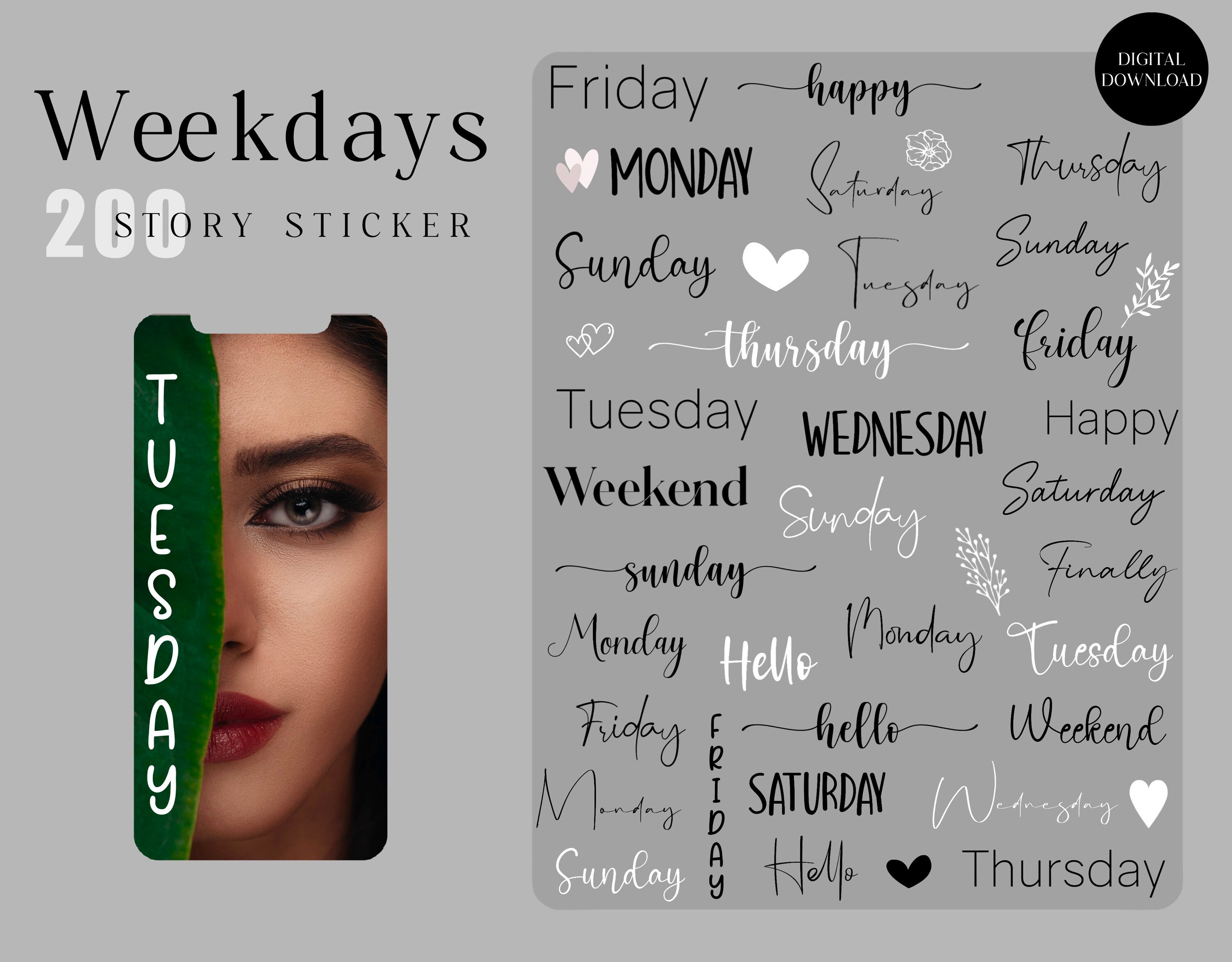 200+ Instagram Story Sticker Weekdays - Etsy