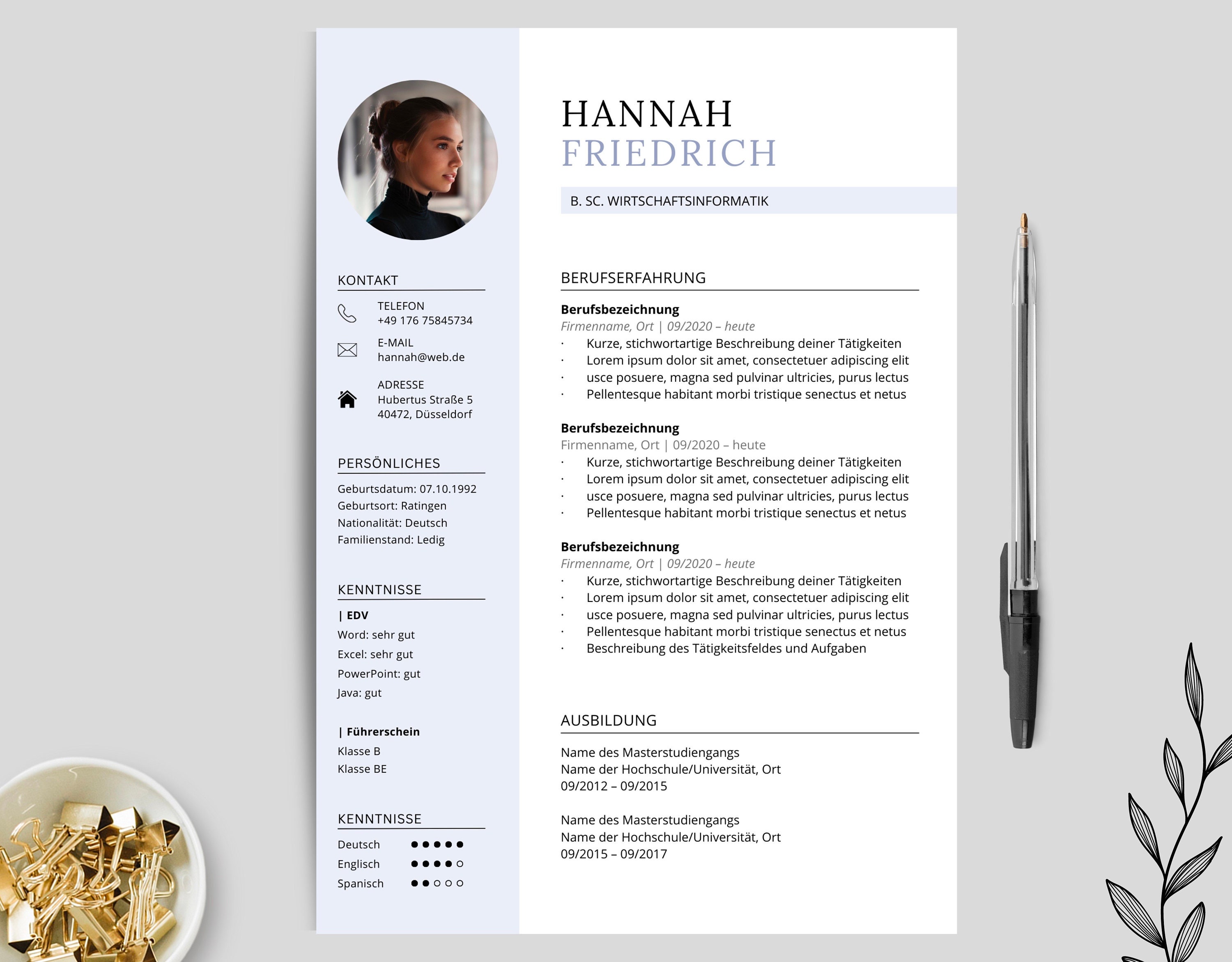 Application Template German Modern Canva - Etsy