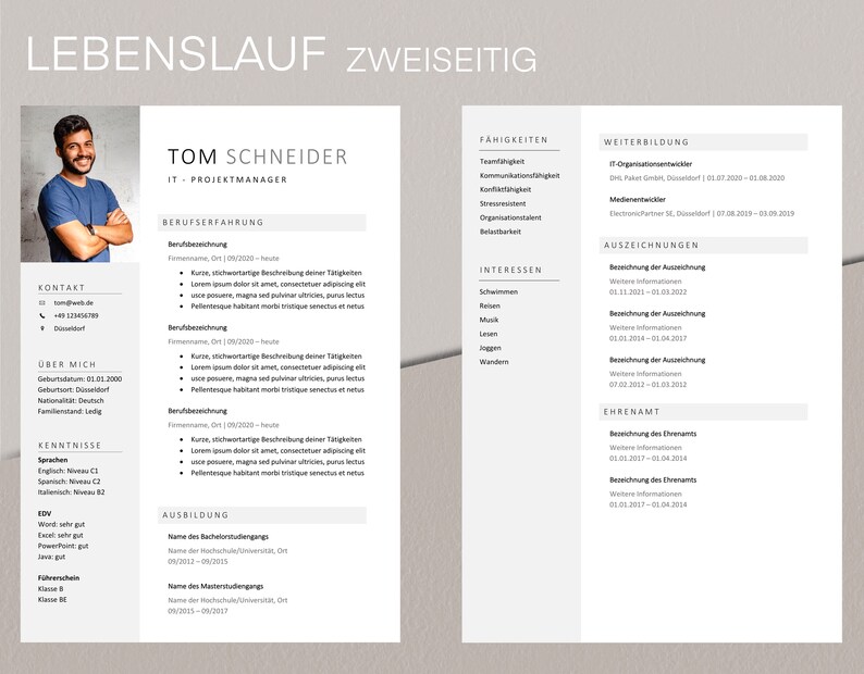 Application Template German Modern Microsoft Word - Etsy Australia