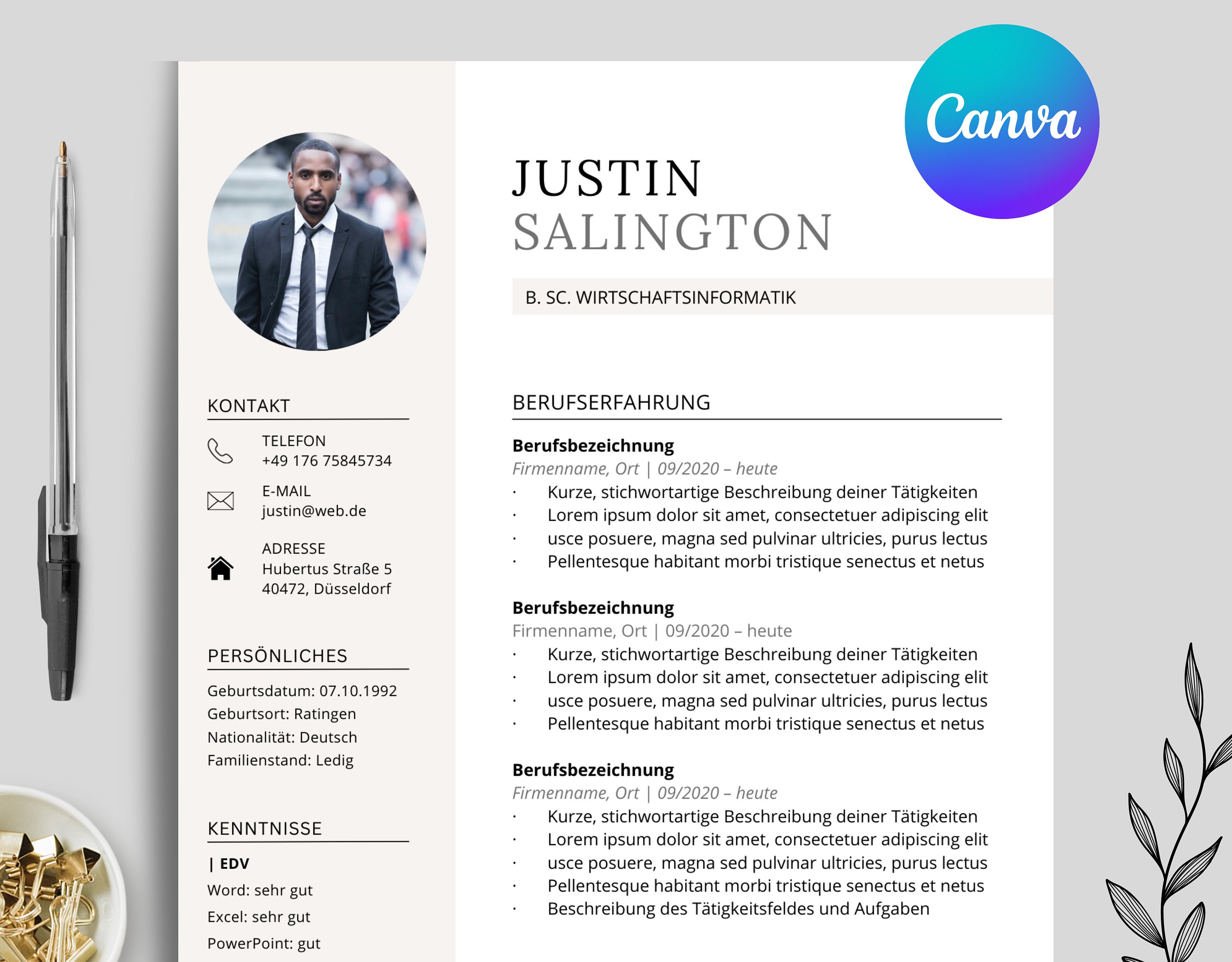 Application Template German Modern Canva - Etsy