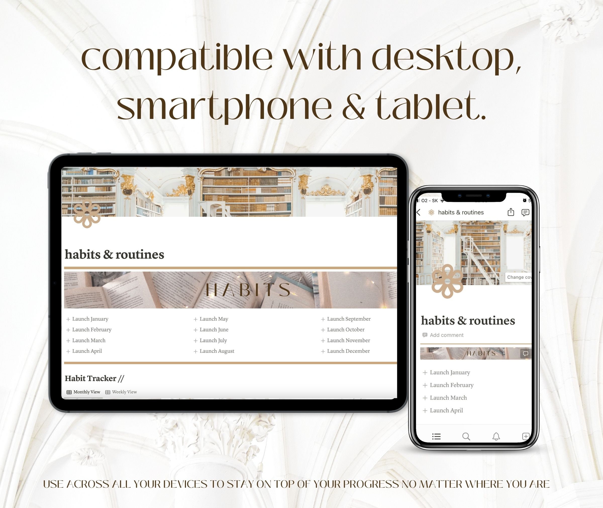 2023 Notion Template Habit Tracker Notion Planner Digital Planner Light Academia Notion