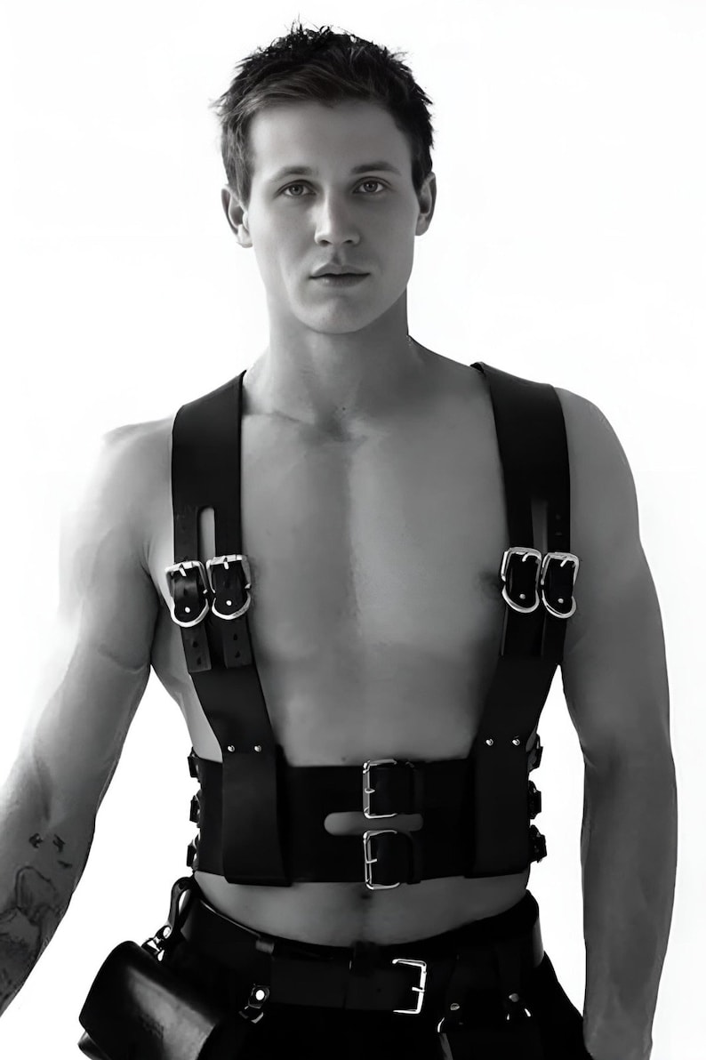 Black BDSM Harness With Handcuff, Fetish Wear for Men, Gay Underwear ...