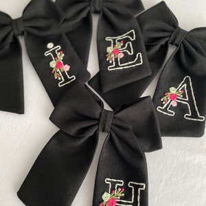 Initial Hand Embroidered Hair Bow.personalized Bow,lettered Hair Bow ...