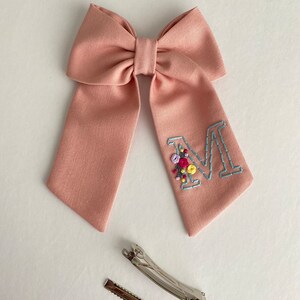 Initial Hand Embroidered Hair Bow.personalized Bow,lettered Hair Bow ...