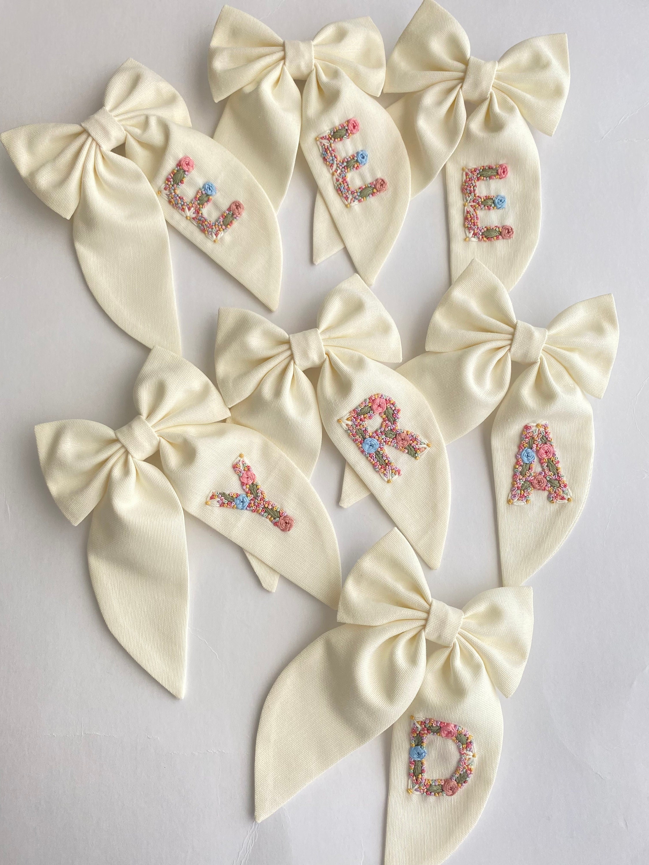 Custom Initial Letter Hand Embroidered Hair Bow.bows for Girls,children ...