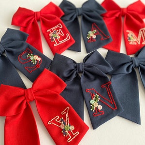 Initial Hand Embroidered Hair Bow.personalized Bow,lettered Hair Bow ...