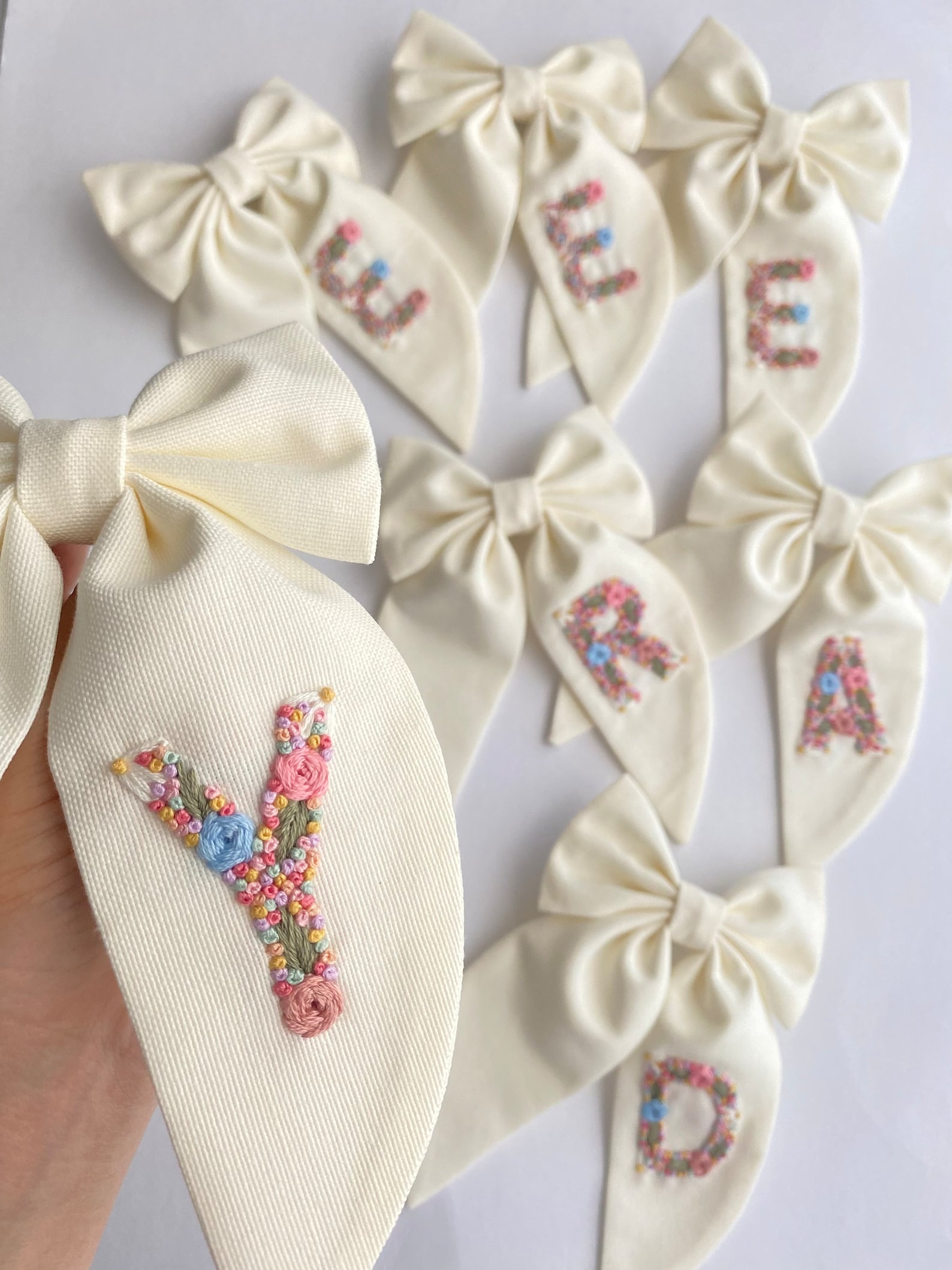Custom Initial Letter Hand Embroidered Hair Bow.bows for Girls,children ...