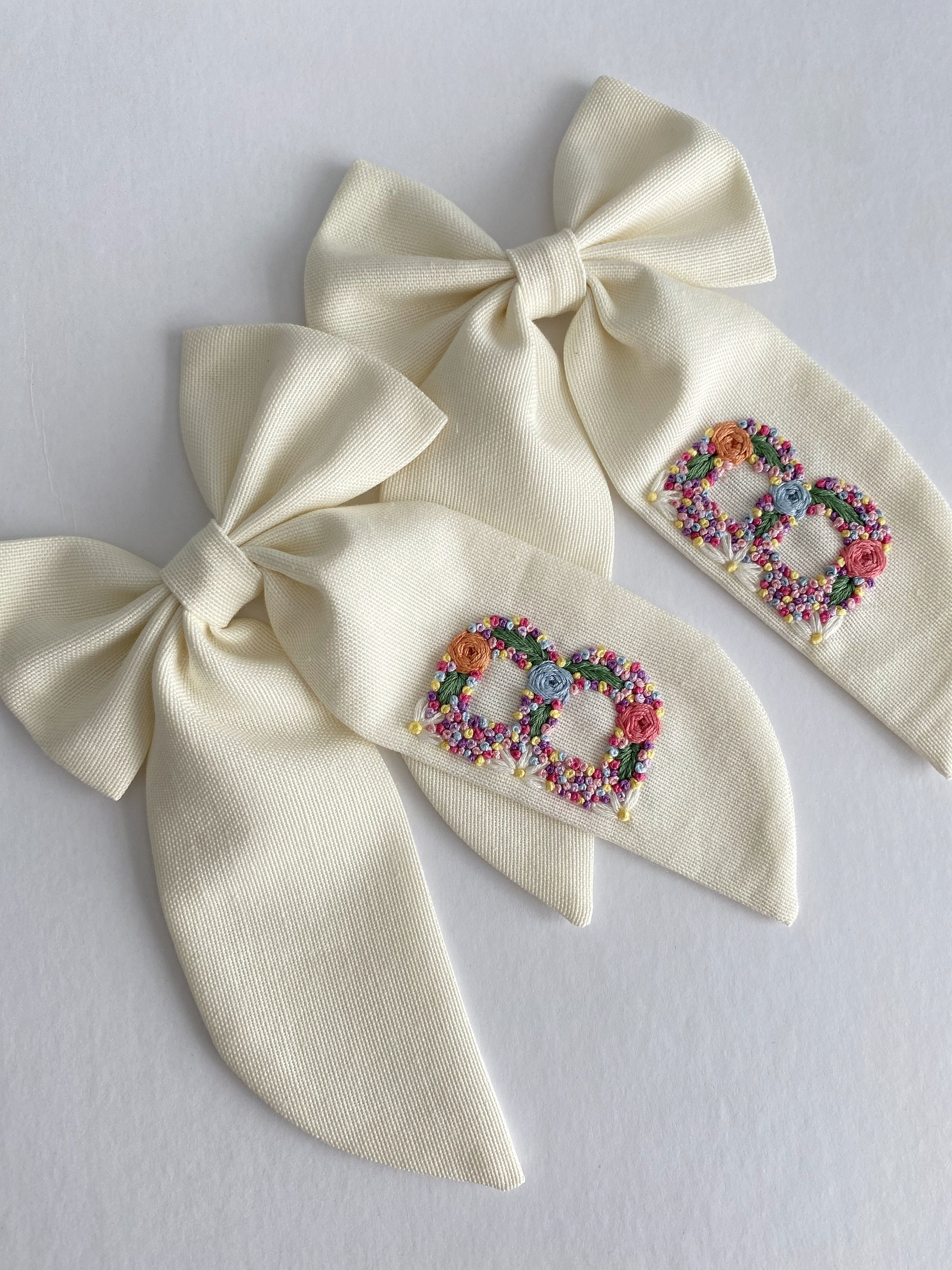 Custom Initial Letter Hand Embroidered Hair Bow.bows for Girls,children ...