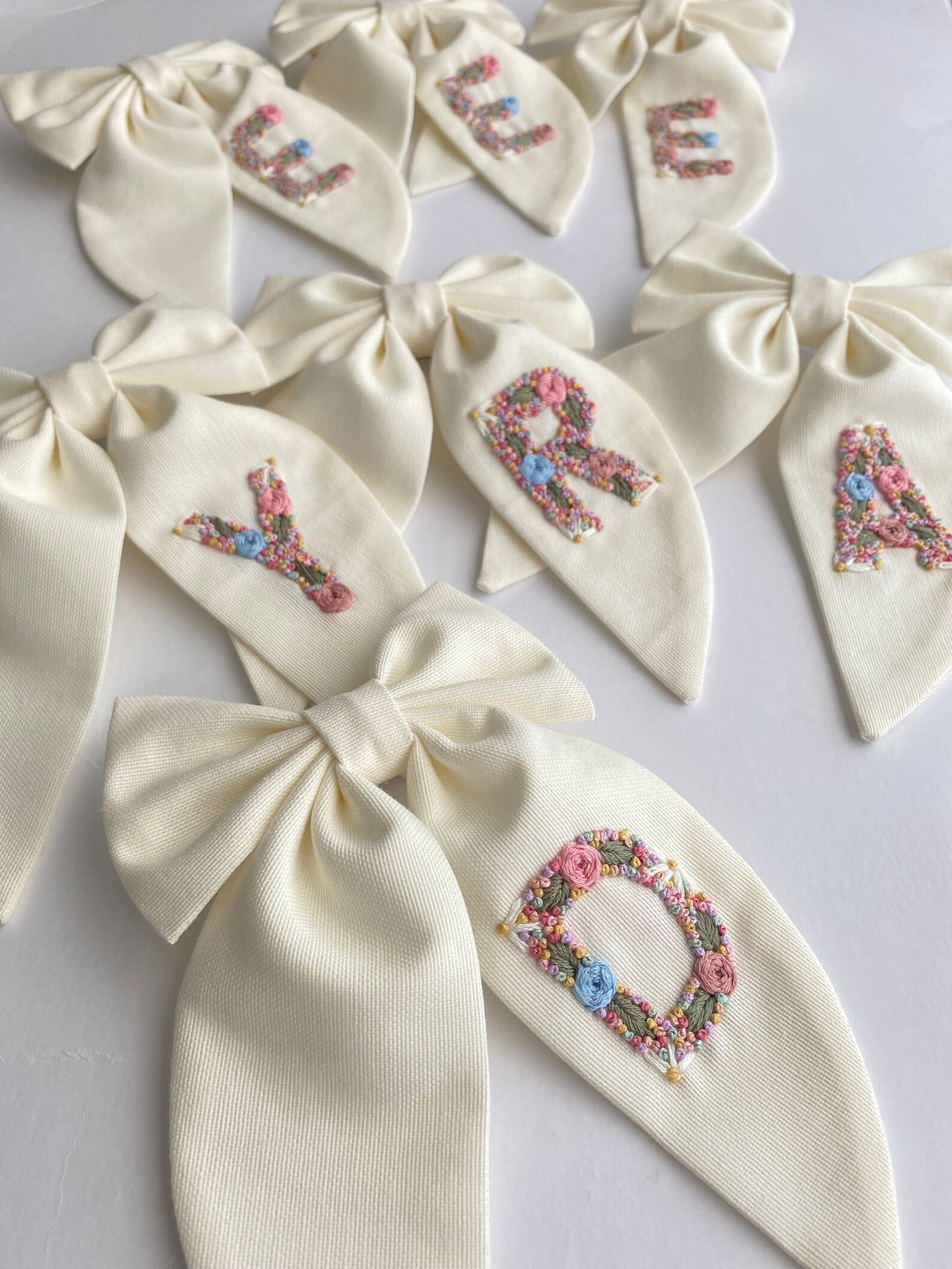 Custom Initial Letter Hand Embroidered Hair Bow.bows for Girls,children ...