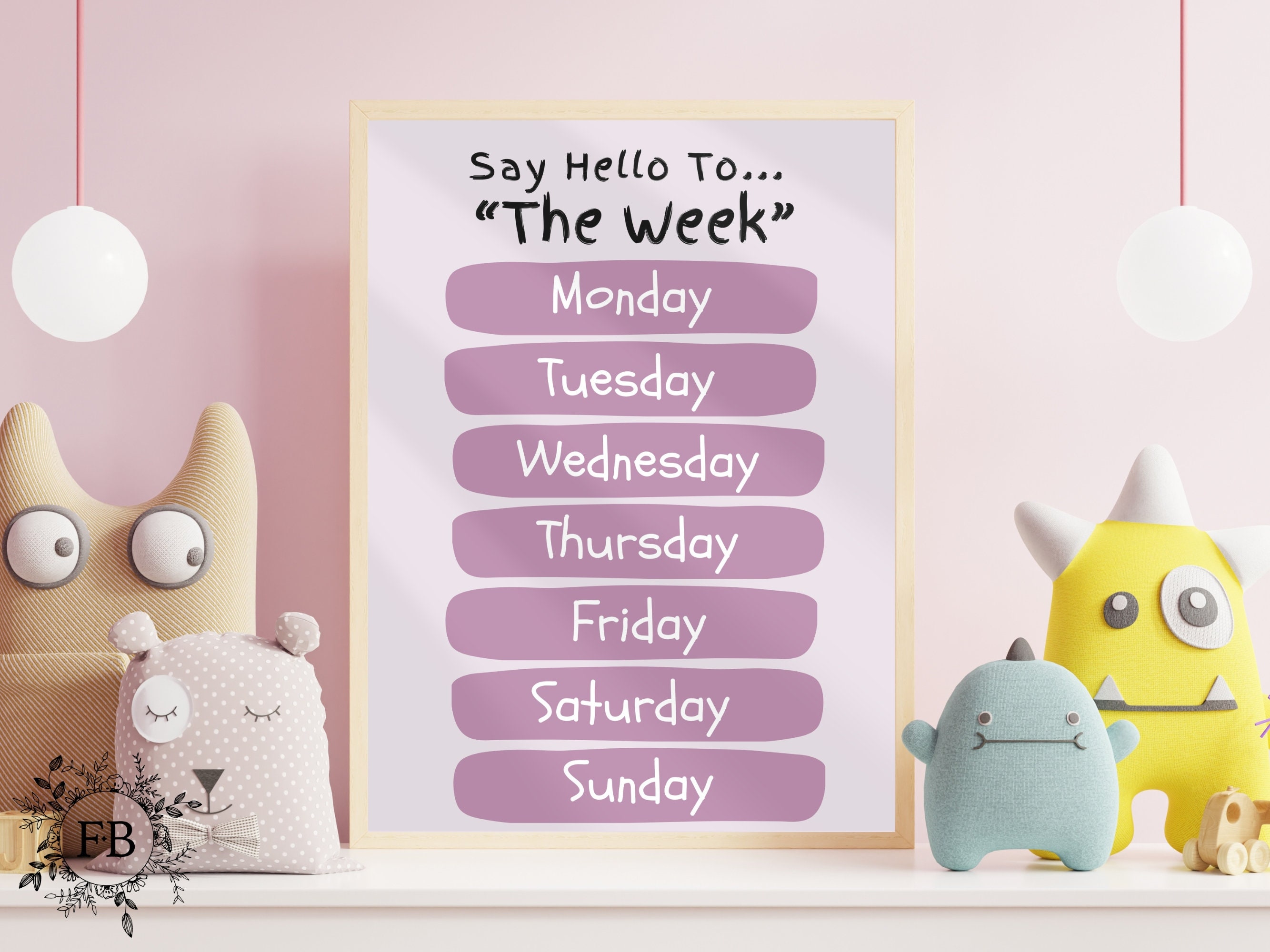 Days of the Week Print, Kids Poster, Children's Educational Art ...