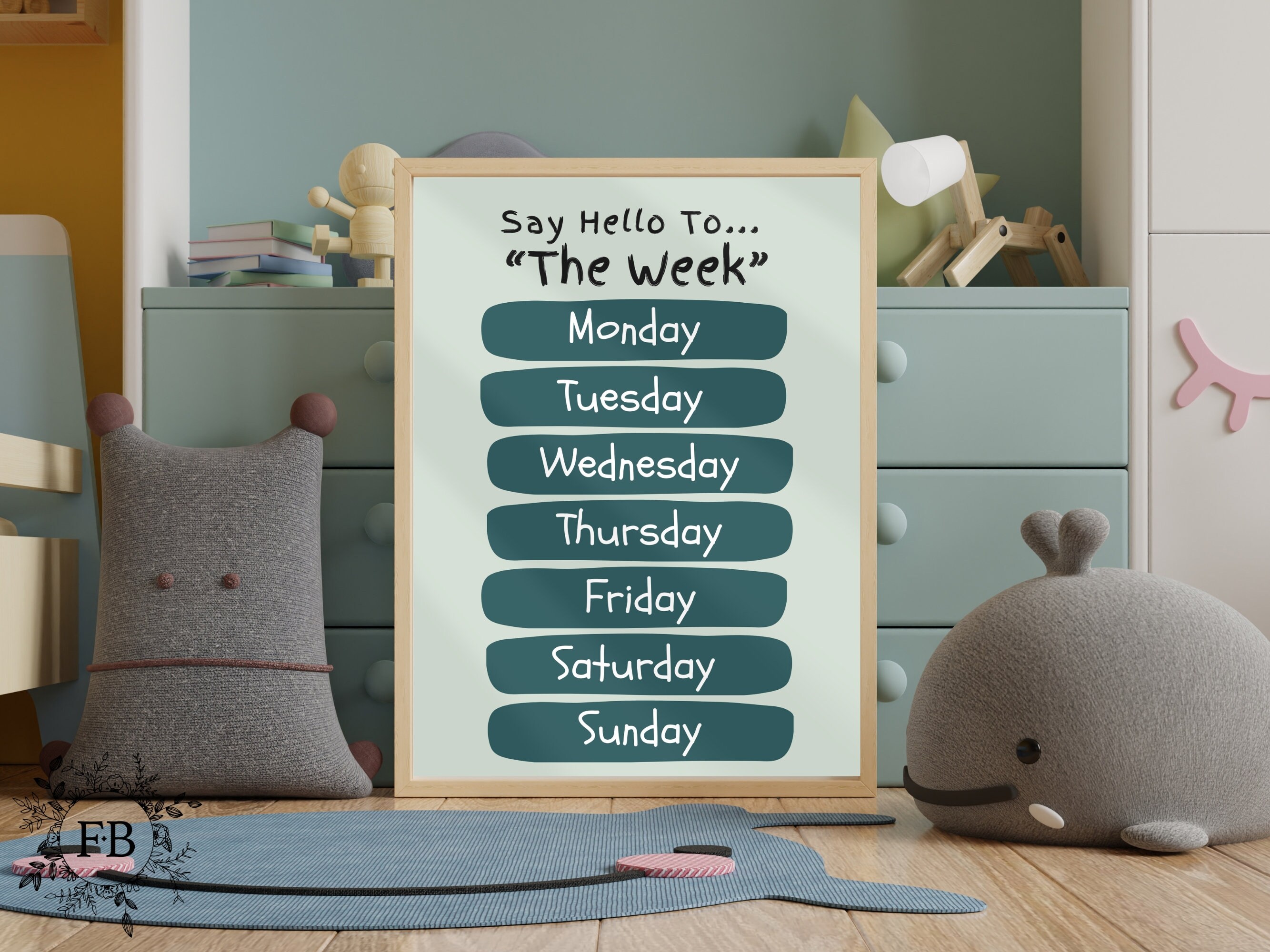 Days of the Week Print, Kids Poster, Children's Educational Art ...