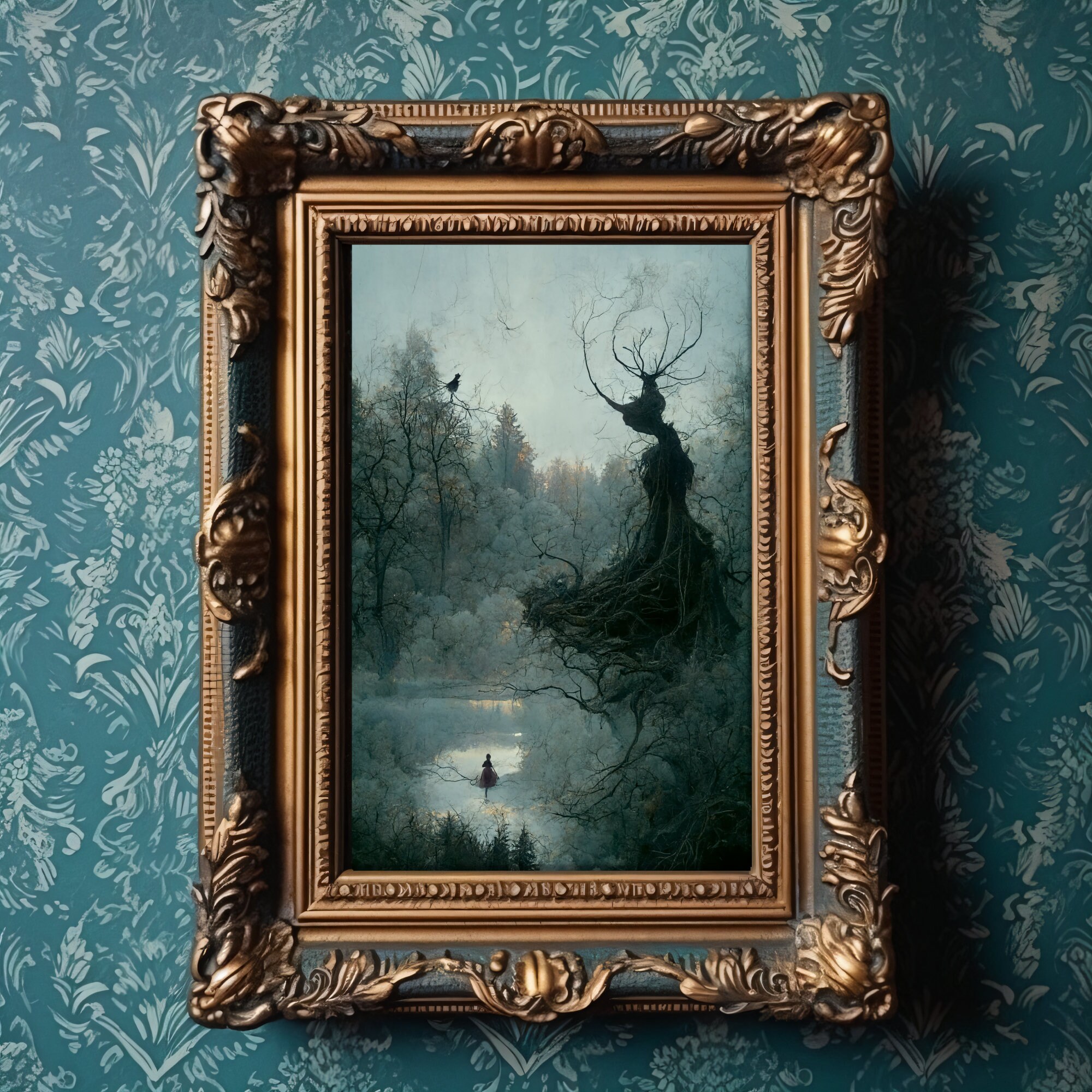 Haunting Stag Spirit Downloadable Wall Art, Witch Aesthetic Printable ...