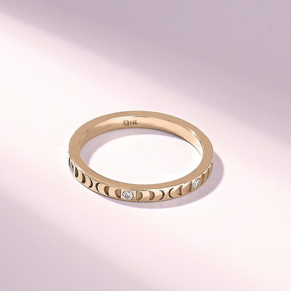 Solid Gold Moon Ring - Etsy